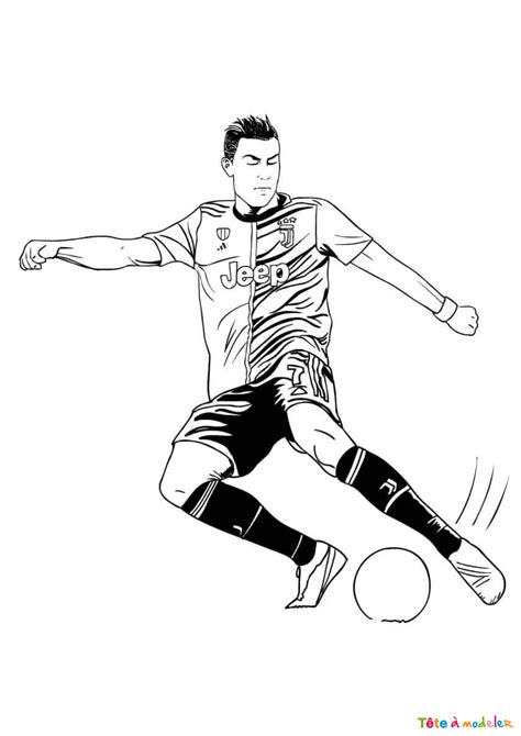 Coloriage De Cristiano Ronaldo Le Footballeur à Imprimer Avec Tête à Modeler