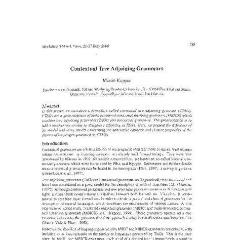 Contextual Tree Adjoining Grammars ACL Anthology