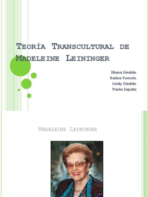 Teoría Transcultural De Leininger Pdf Enfermería Antropología