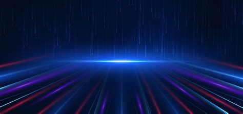 Abstract Technology Futuristic Glowing Blue And Red Light Lines With Speed Motion Blur Effect On