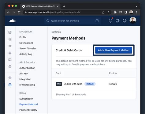 Updating Your Payment Method Runcloud Docs