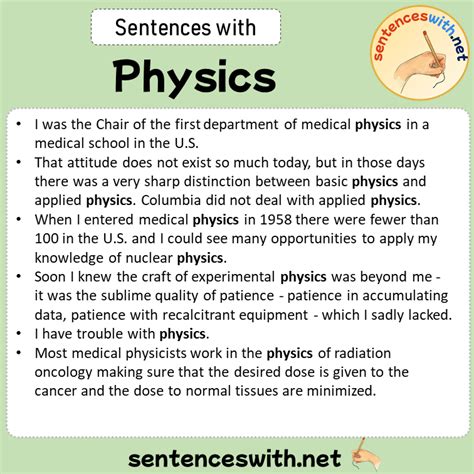 sentences with physics sentences about physics in english