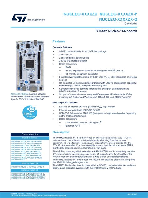 Nucleo F746zg Pdf Usb Microcontroller