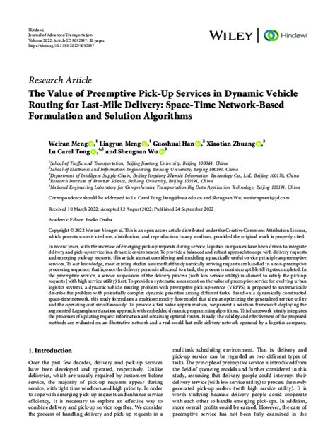 Pdf The Value Of Preemptive Pick Up Services In Dynamic Vehicle Routing For Last Mile Delivery