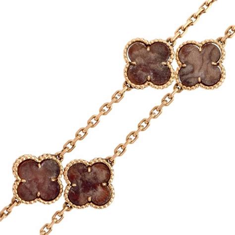 Vintage Van Cleef And Arpels Alhambra Clove Brown Stone Gold Vca Necklace At 1stdibs Van Cleef