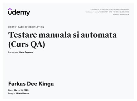Kinga Farkas Dee On Linkedin Udemy Course Completion Certificate