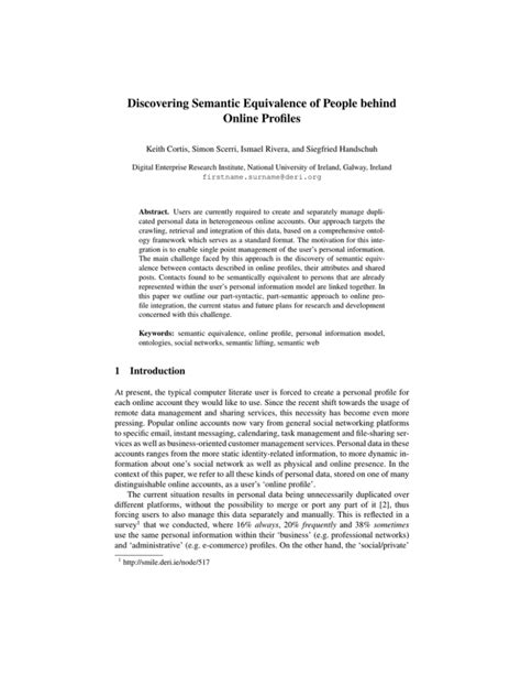 Discovering Semantic Equivalence Of People Behind Online Profiles