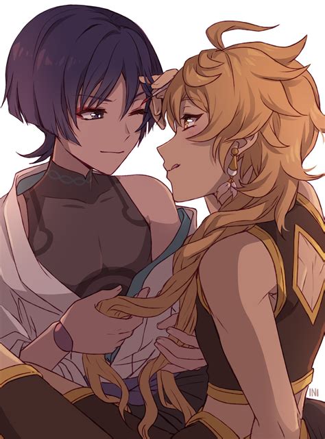 Aether Scaramouche And Wanderer Genshin Impact Drawn By Inimoose