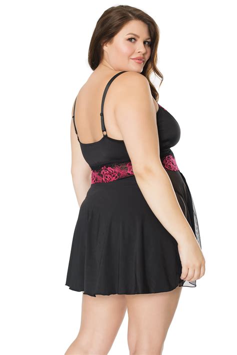 Olivia Mark Plus Size Red Lace Up Ribbon Lace Bralette Set Plus Size