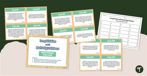 Long Division With Multi Digit Divisors Word Problem Task Cards