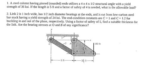Solved A Steel Column Having Pinned Rounded Ends Utilizes Chegg