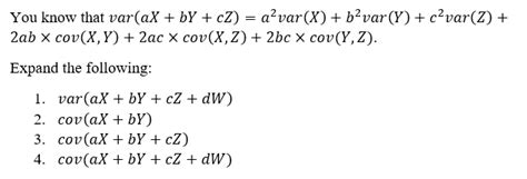 solved you know that var ax by cz a var x bevar y