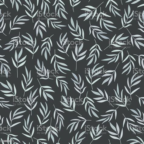 식물 벡터 배경입니다 꽃 완벽 한 패턴입니다 나뭇잎과 나뭇가지가 손으로 그린 디지털 그림 인테리어 섬유 및 패션 패브릭 프린트 0명에 대한 스톡 벡터 아트 및 기타 이미지