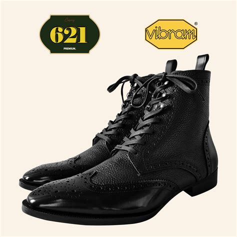 윙팁 브로그 부츠 C6251fl 블랙 이태리 소가죽 코상