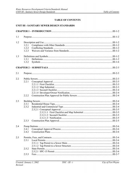 Sanitary Sewer Design Standards
