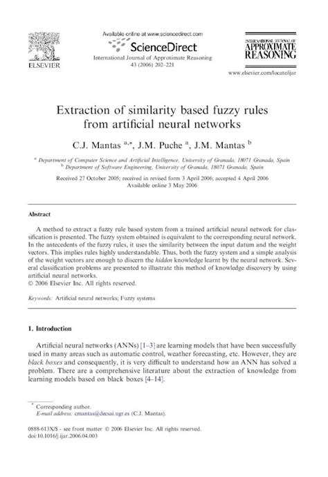 Pdf Extraction Of Similarity Based Fuzzy Rules From Artiﬁcial Hera