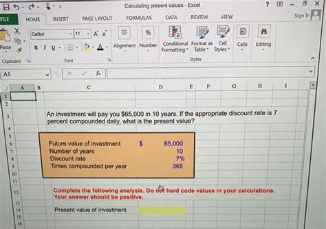 Solved X 10 S Calculating Present Values Excel