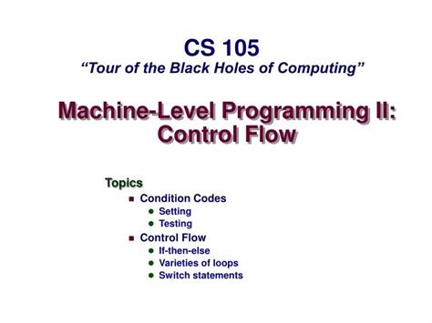 Ppt Machine Level Programming Ii Control Flow Powerpoint