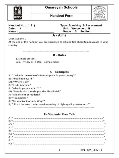 Speaking Handout 5 No2 Pdf Human Communication Linguistics