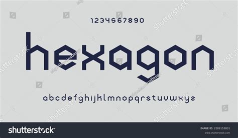 Hexagonal Typography Geometric Font Typeface Set Stock Vector Royalty