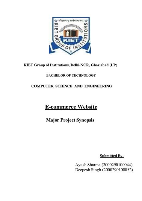 Synopsis Ecomm KIET Group Of Institutions Delhi NCR Ghaziabad UP