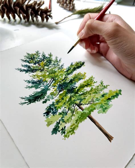 How To Paint Pine Trees Watercolor At Milla Levi Blog