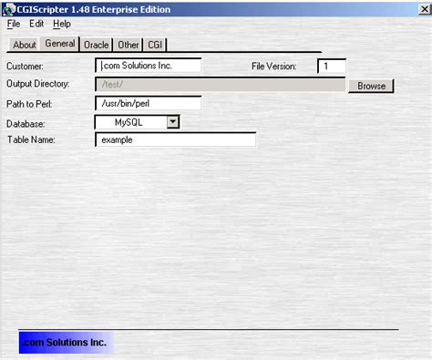 Com Solutions Inc CGIScripter General Folder Tab