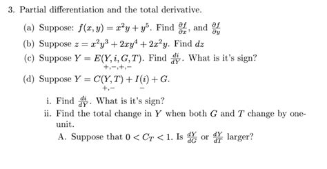 Solved 3 Partial Differentiation And The Total Derivative Chegg