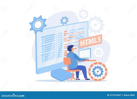 Html5 Programming Symbol And Processor Factory 3d Illustration