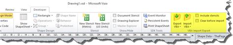 VBA Import Export Addin Unmanaged Visio