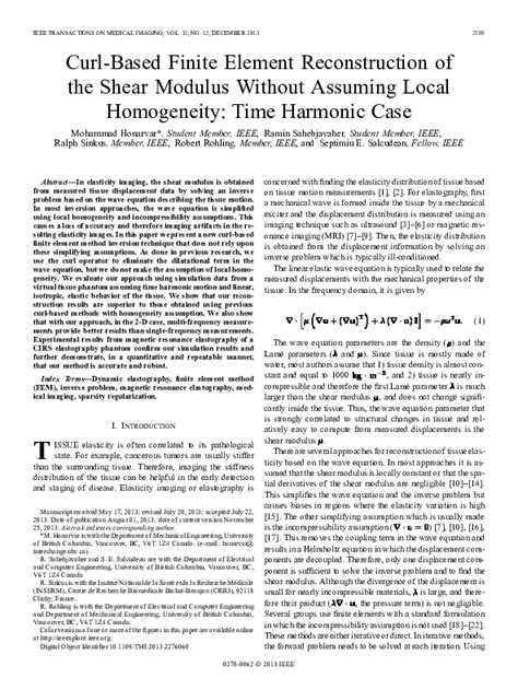 Pdf Curl Based Finite Element Shear Modulus Reconstruction