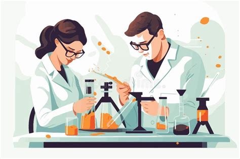 Scientist Man And Woman Working In Laboratory Vector Illustration Stock Vector Illustration