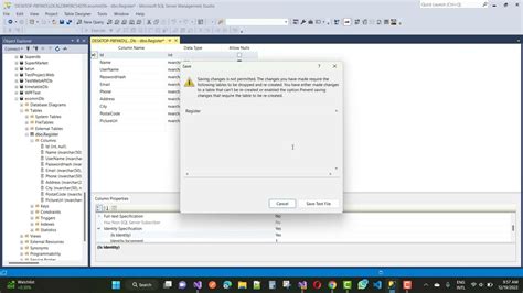 Fix Saving Changes Is Not Permitted In SQL Server Management Studio