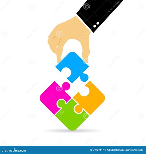 Hand Assembling Puzzle Stock Vector Illustration Of Background 79737117
