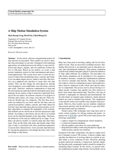 Pdf A Ship Motion Simulation System