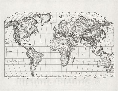 Historic Map World 1963 Vintage Wall Art Карта Карта мира Рисовать