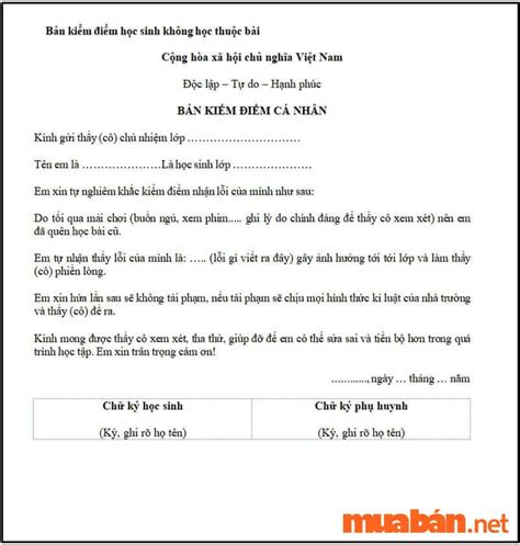 10 Mẫu viết bản kiểm điểm Mẫu viết bản kiểm điểm Cho giáo viên và học sinh