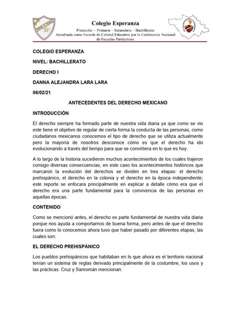 Antecedentes Del Derecho Mexicano Pdf