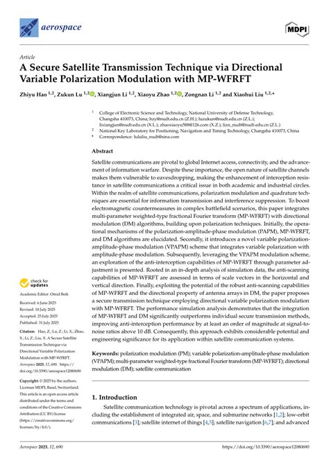 Pdf A Secure Satellite Transmission Technique Via Directional Variable Polarization Modulation