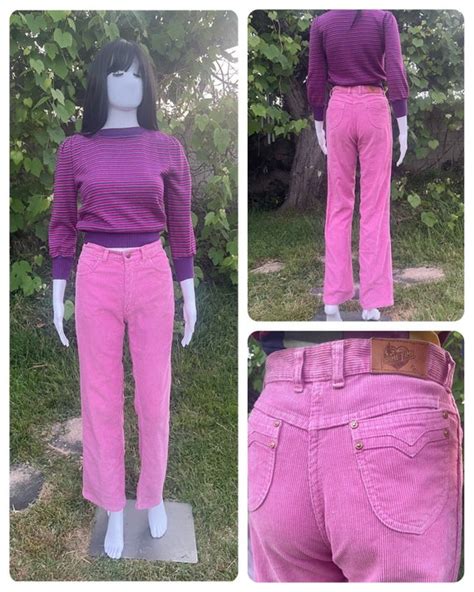1980s Vintage Bubble Gum Pink Corduroy Straight Leg P Gem
