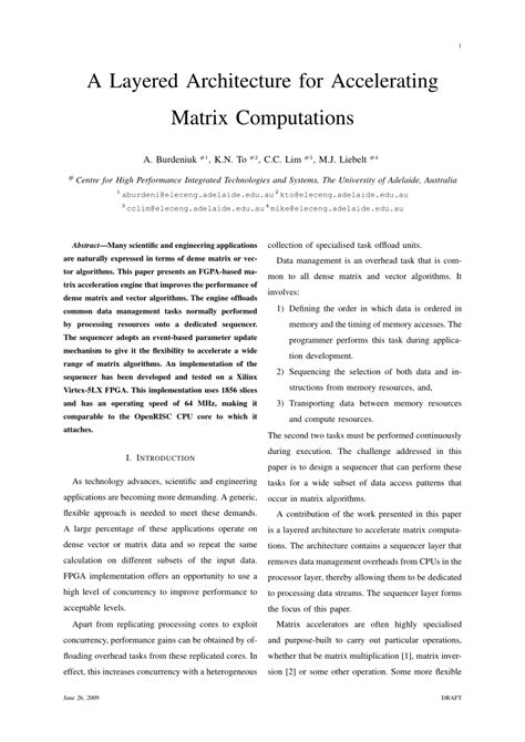 Pdf A Layered Architecture For Accelerating Matrix Computations