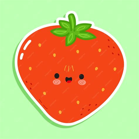 Premium Vector Cute Sticker Strawberry Character