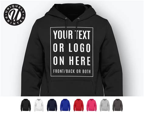 Personalised Hoodie Custom Printed Your Text Logo Design Etsy