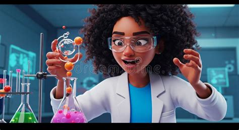 Animated Female Scientist Working In Lab Stock Illustration