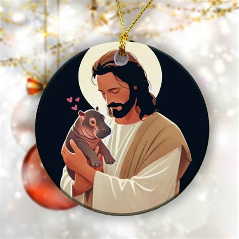 Jesus Moo Deng Ornament