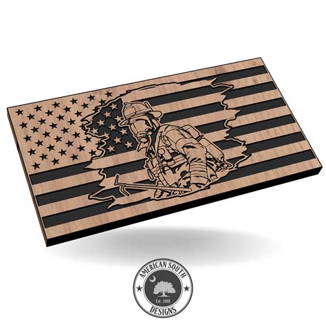 Tattered Flag 11 Double Flag Firefighter Patriot Nation Design