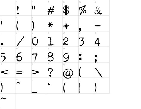 Typewriter Font Numbers