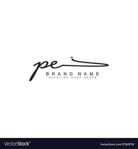 Initial Letter Pe Logo Handwritten Signature Vector Image