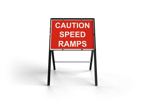 Caution Speed Ramps Construction Site Sign With Frame 600 X 450mm