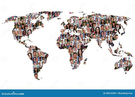 World Map Earth Multicultural Group Of People Integration Divers Stock